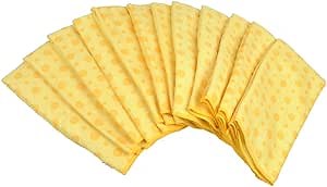 DII Bulk Pack Microfiber Cleaning Towels, 16 by 24-Inch, Yellow Dots, Set of 12