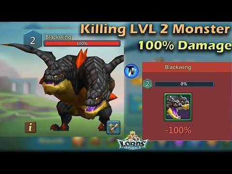 Lords Mobile - Hunting Blackwing Level 2 Monster | Without P2P Heroes | Hunt Strategy