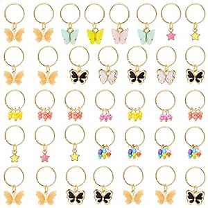 WILLBOND 18 Pieces Colorful Butterfly Hair Jewelry for Braids Gold Braid Hair Rings Clips Christmas Xmas Gifts Lock Dreadlock Braid Charms for Women Jewelry Summer Accessories(Classic Style)