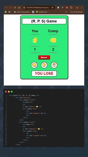 ROCK-PAPER-SCISSORS GAME 🗿📄✂️ #html #css #coding #js #shorts