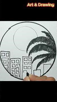 How to Draw a HUGE Realistic Moon Landscape with Buildings & Leaves | Pencil Shading Tutorial