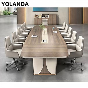 [Hot Item] Yolanda 16 Person Meeting Desk High Quality Wooden Executive and Chairs Pop up Boxes Conference Table