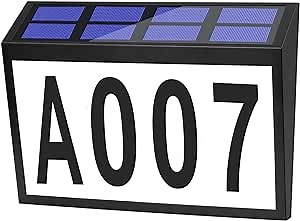 House Numbers Address Light, Address Number for houses, Solar Powered Address Plaque, LED House Number Sign, Solar Address Sign Light Up for Outdoor Walls, Courtyards, Streets, etc