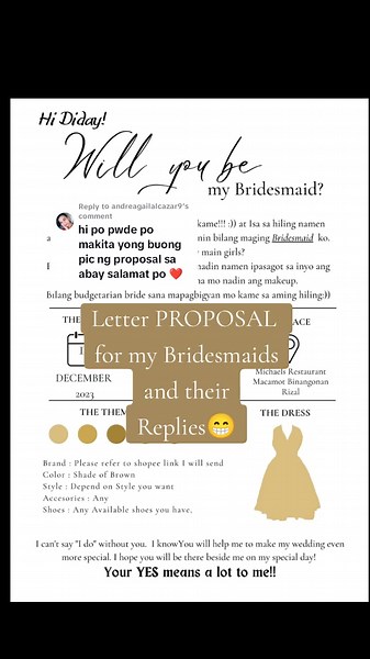 Letter Proposal for Bridesmaids & Replies from Canva | DIY Wedding