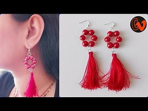 How to Make Party wear silk thread earrings / Silk thread Tassel earrings / Tutorial