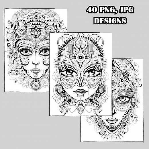 👩 Zentangle Woman Face Silhouette Designs – Printable Art for Mindful Drawing & Feminine Expression
