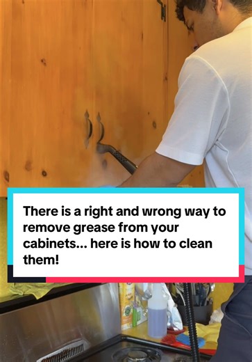 There is a right and wrong way to remove grease from your cabinets... here is how to clean them the right way! Tools and products linked in my bio😉 #deepcleaning #cleaningservice #cleaninghacks