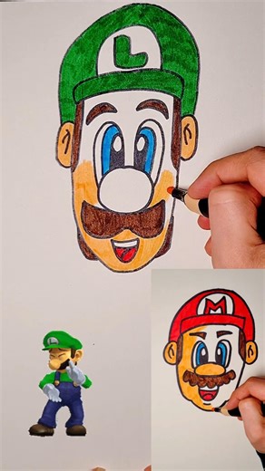 Mario vs Luigi🍄 Who Looks Better? 👀 #shorts #artforkids #howtodraw #drawing #easyart #drawingforkids