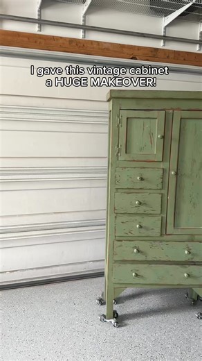 I still can’t believe I painted it that color 🤭 This big green cabinet wore me out 😂 Maybe I should have left it alone, but I’m so happy with how it turned out! Was the pole wrap a good idea? Now I gotta figure out a different plan for those hinges 😂 (Paint Color: Wise Owl Shade Green) #diyproject #modernfurniture #diyhome #vintage #greenpaint #vintagefurniture #woodfurniture #furnituremakeover #furnitureflip #thrifted #paintedfurniture | 7 Vintage