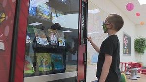 Vending machine at Orchard View Schools dispensing books
