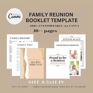 Family Reunion Booklet Template Canva Edit Family Reunion Program Reunion Record Book Family Reunion Magazine Guide to Family Reunion Party - Etsy