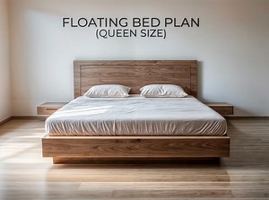 Queen Size Floating Bed Frame Build Plan – Minimalist Woodworking (PDF Download) - Etsy