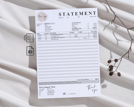 Customer Account Statement Template: Excel & Google Sheets (digital Download) - Etsy