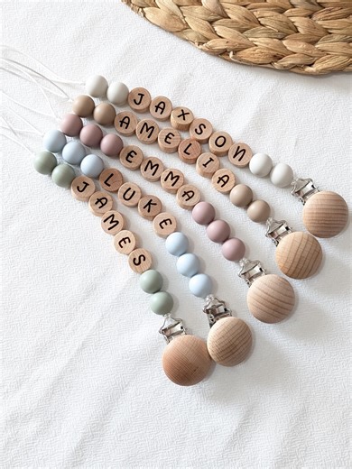 Pacifer Holder With Baby Name Pacifier Clip, Personalized Beads Pacifier Holder With Name, Baby Shower Gift Under 25, Baby Girl or Boy Gift - Etsy