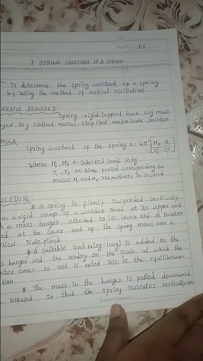 11th physics record 2024 practical 3 # Spring constant of a spring