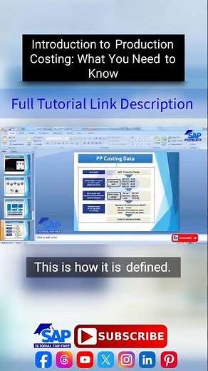 Introduction to Production Costing | Master Data | Work Center | SAP Tutorial For Beginner | SAP ERP