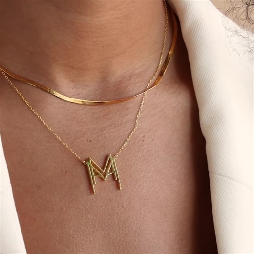 Modern Name Necklace by Caitlyn Minimalist • Custom Name Logo Necklace in Gold • Minimalist Monogram Necklace • Personalized Gift • NM176 - Etsy