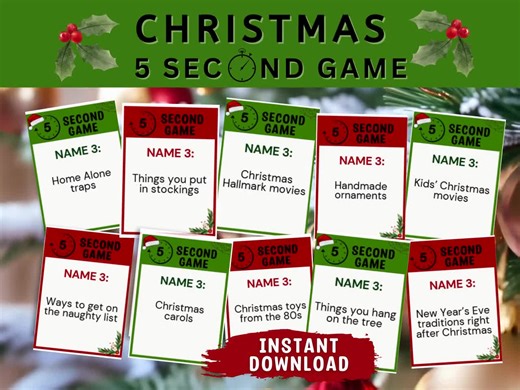 Christmas 5 Second Game, Holiday Think Quick Game, Office Coworkers Printable, Family Dinner Icebreaker Game, Holiday Party Fun, Digital - Etsy