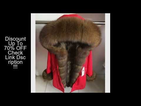 MaoMaoKong Winter Women Real Fur Coat Natural Raccoon Fur Lining Jacket Long hooded With big fur co