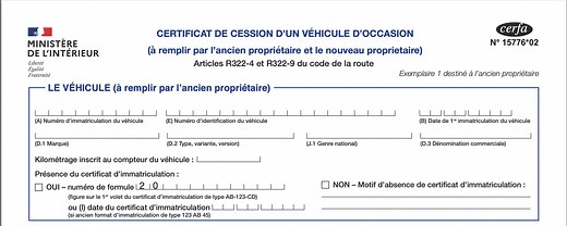 Certificat de cession de véhicule à imprimer : téléchargement PDF