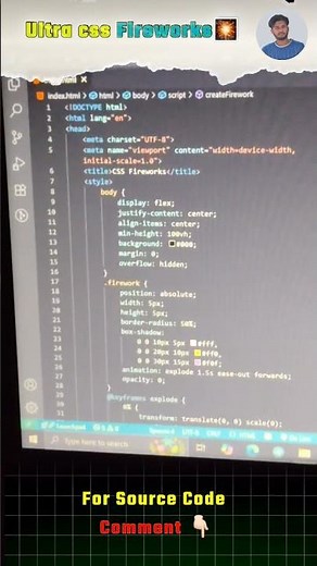 🎆🔥Ultra CSS Fireworks Animation Using Pure HTML & CSS | DevZiaul #shorts
