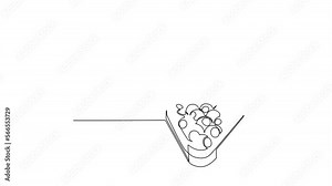 Animated self drawing of continuous line draw pool or American billiards balls in triangle. Snooker balls with numbers in rack for pool room sport game tournament. Full length one line animatio