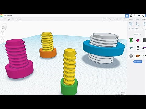 Threaded Rod, Screw and Nut with Spring Figure in Tinkercad | 3D Printing