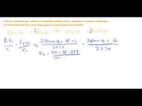 gas stoichiometry - complete combustion of methane under non-STP conditions