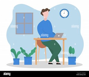 Illustration vector design of man working at his laptop Stock Vector Image & Art - Alamy