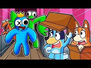 ESCAPE THE RAINBOW FRIENDS in ROBLOX with BLUEY AND BINGO! 😨