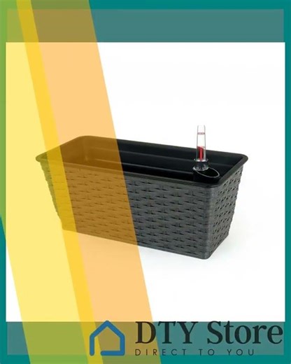 2-Pack Smart Self-watering Rectangle Planter for Indoor and Outdoor - Hand Woven Wicker - Espresso