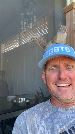 A squirrel jumped on my head! ￼