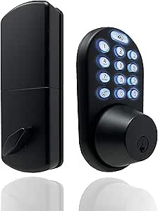 MiLocks TFK-02OB Electronic Keyless Entry Door Knob with Keypad, Auto-Lock Triple Security System, Easy to Install Keypad Door Lock for Interior or Exterior Use, Oil Rubbed Bronze