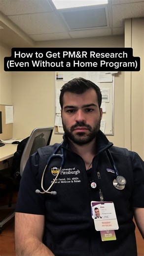 Interested in PM&R but not sure how to start research? 🔬👨‍🔬 • If you have a home program → reach out to a physiatrist and offer to help (case reports are the easiest entry point). • No home program → use mentorship through the American Osteopathic College of Physical Medicine and Rehabilitation (AOCPMR) or Association of Academic Physiatrists (AAP). • On rotations → look for strong case report opportunities (stroke, TBI, SCI, MSK). Research boosts your CV and can turn into conference presenta