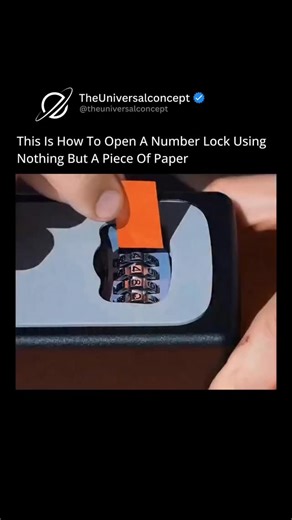 The Universal Concept on Instagram: "Unlocking a number lock shouldn't be this easy What looks like magic is actually pure mechanics. Inside every number lock, each wheel has a tiny groove called a gate. When all gates line up in the correct position, the internal locking bar drops into place and the lock opens. Normally, you only reach those gates by turning the correct code. But this technique works by sliding a piece of paper between the wheels and feeling for the subtle moment when the paper