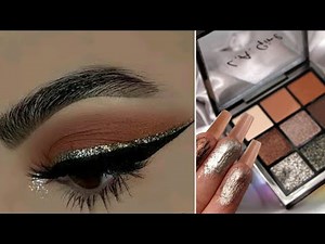 Natural Eye Makeup Tutorial With Glitter Liner For Brown Eye | Easy Eye Makeup Tutorial