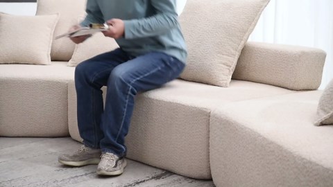 156" Oversized U Shaped Modular Sectional Sofa, Luxury Boucle Floor Couch Set, Convertible Foam-Filled Sofa w/Spacious Seating for Living Room, 4-Piece Free Combination, Gray