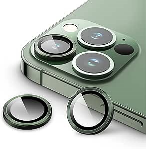 JETech Camera Lens Protector for iPhone 13 Pro 6.1-Inch and iPhone 13 Pro Max 6.7-Inch, 9H Tempered Glass Metal Individual Ring Cover, HD Clear, 1 Set (Alpine Green)