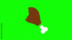 Animated meat, chicken leg icon. Animation, pictogram, motion graphics. Stock Video