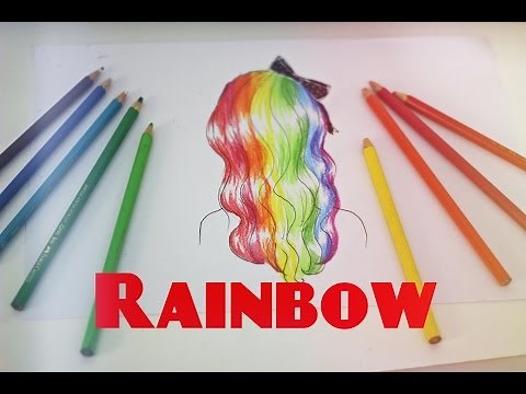 TUTORIAL Como Colorir Cabelo Arco-íris (Desenho de Moda)