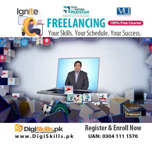 DigiSkills.pk on Instagram: "DigiSkills.pk is offering a FREE Freelancing Course! Learn the complete roadmap to earning online by offering your skills on Fiverr, Upwork, Freelancer.com, and other top global platforms. This course teaches you everything you need to become a confident, successful freelancer. ✔ 100% FREE training ✔ Government-recognized e-certificate ✔ Online support Seats are Limited. Enroll FREE Now! To register and enroll, visit the link below: https://www.digiskills.pk/Register