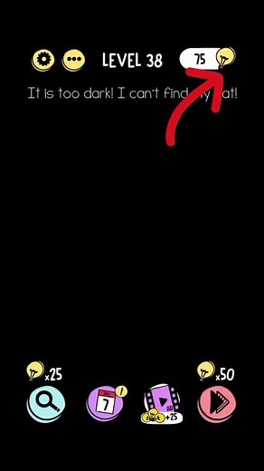 Brain Test Tricky Puzzles Level 38 Answer | It's too dark! I can't find my cat