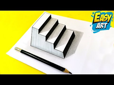 How to Draw 3D STAIRS - Drawing Optical illusion 🔴 Easy Art