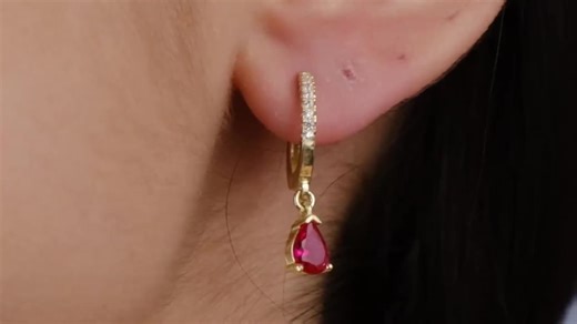 14K Gold Ruby Jewelry Set: Sterling Silver Drop Earrings and Necklace - Etsy