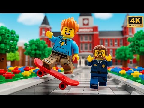 LEGO City Campus Chase: Security Guard vs. Skateboarder! 👮‍♂️🛹💨