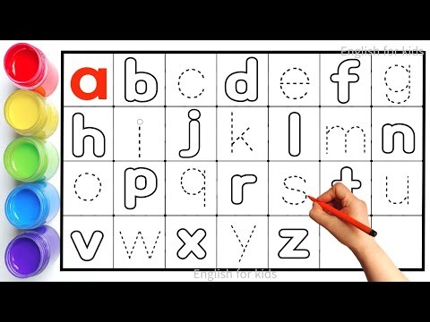 Alphabet, ABC song, abcd, a to z, Kids rhymes, collection for writing along dotted lines for toddler