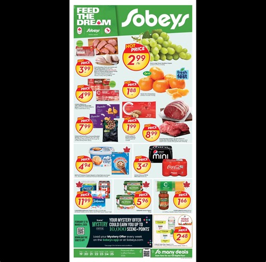 Flyer for SOBEYS, Check out the NEW DEALS🛒🎯 📆Valid from February 26 to March 4, 2026 Flyer here : https://bit.ly/Flyers-Sobeys #sobeys #grocerysavings #deals | Flyers Online