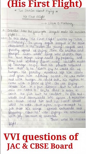 Class-10,His first flight Describe how the young seagull made his maiden flight? #school #hisfirst