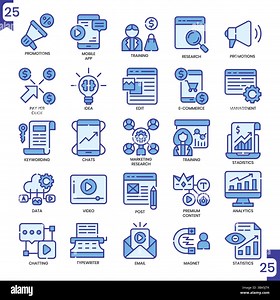 Digital marketing, Blue colored outline and Pixel Perfect Icons set Stock Vector Image & Art - Alamy