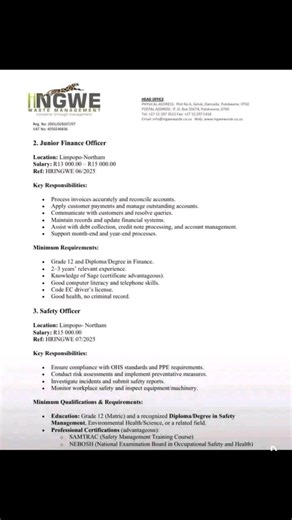 1.4K views |  Ingwe Waste Management is Hiring  We are looking for...